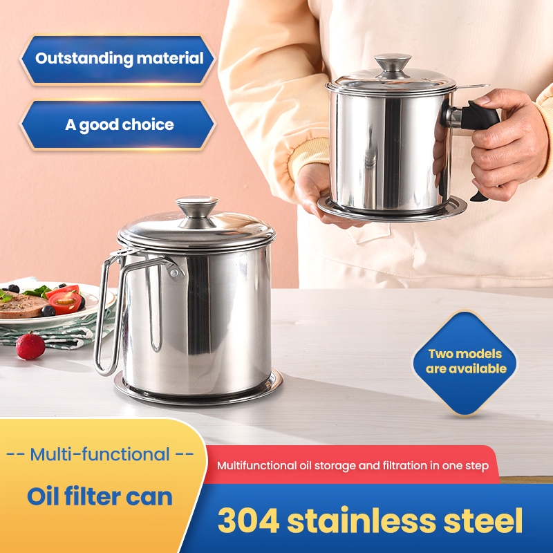 1.3L Stainless Steel Oil Container Oil Strainer Tray Kitchen Cooking ...