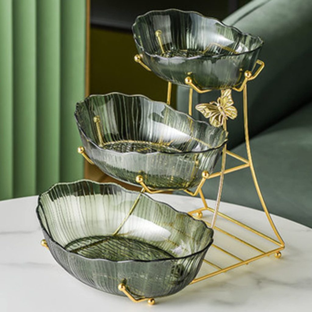 3 Layer Fruit Tray, Tiered Fruit Basket Rack Fruit Bowl Detachable ...