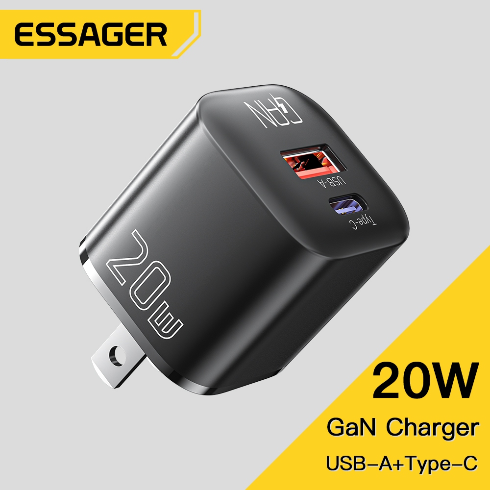 Essager 20w Gan usb charger fast charging type c travel charger support PD QC 3.0 compatible ...