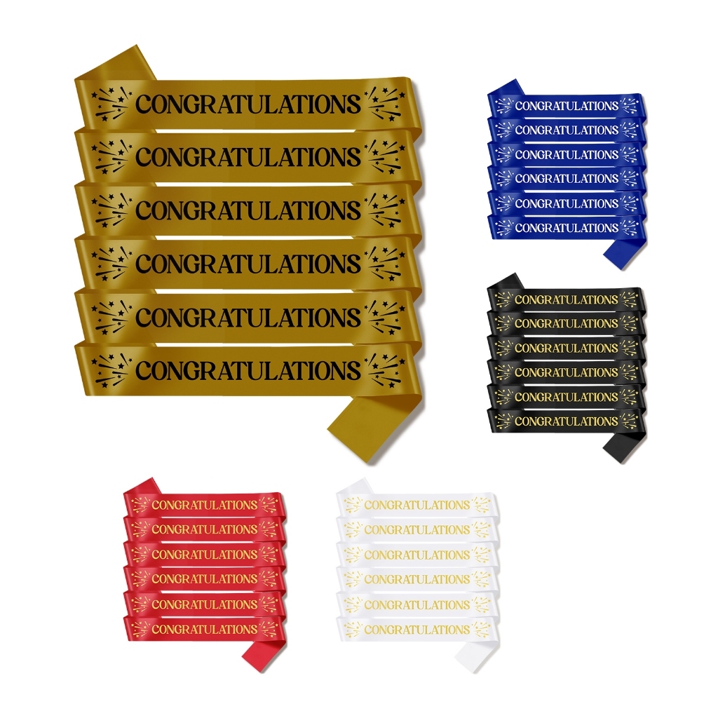 Pack of 6 Pcs CONGRATULATIONS Sash for Graduation Party Decoration ...