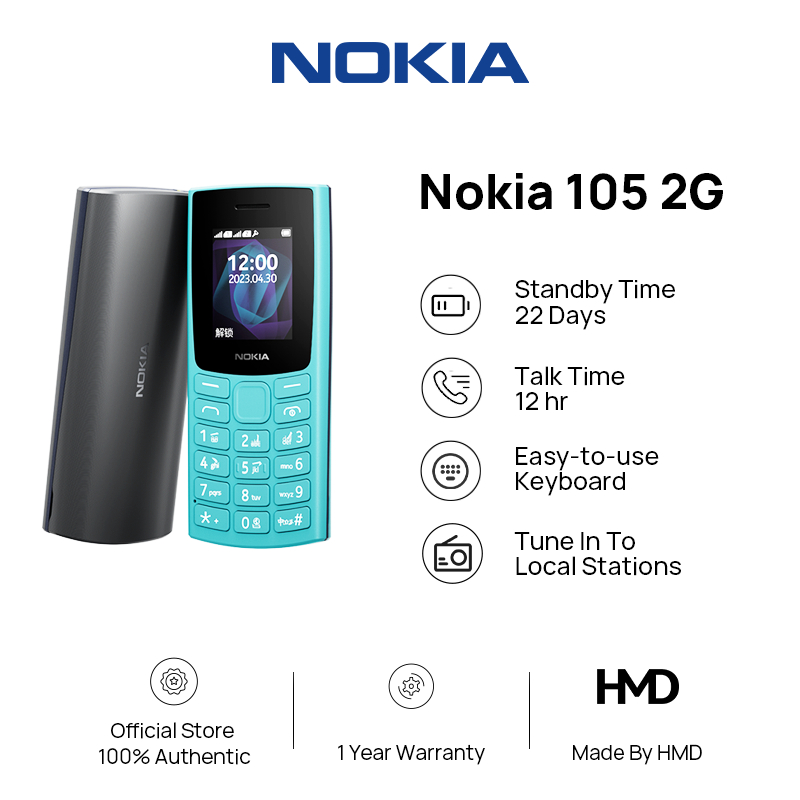 Nokia 105 Keypad Basic Phone 1.8'' Screen Dual Sim 22 Days Long Standby ...