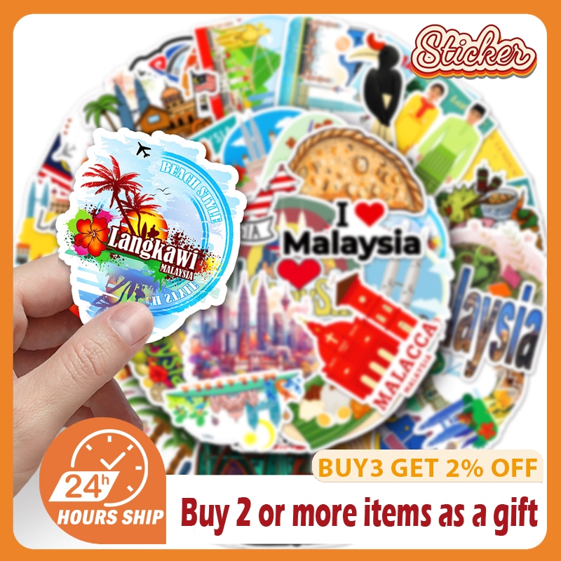 50pcs Scenery Stickers Cartoon Malacca Langkawi Kuala Lumpur DIY Travel ...