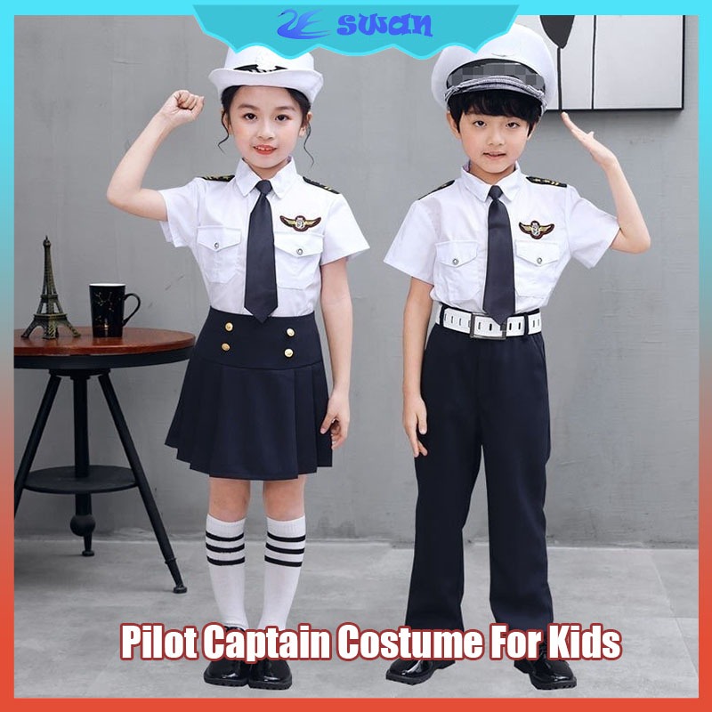 Pilot Captain Costume for Kids Boys Girls Captain Uniform Career Dress ...