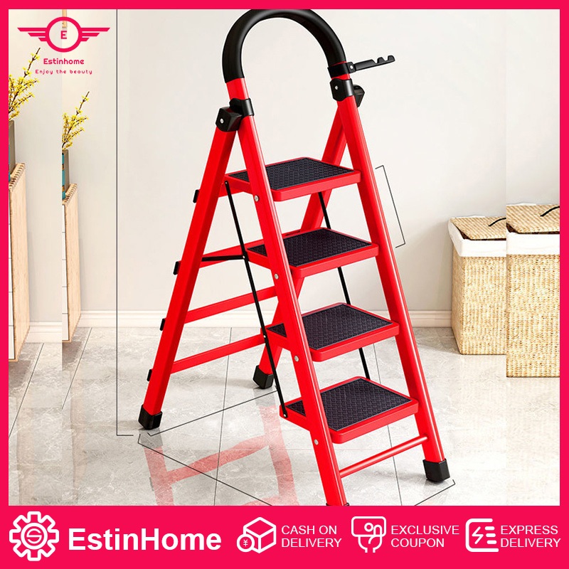 3/4/5/6 Step Ladder Foldable Aluminum heavy duty Folding portable Step ...