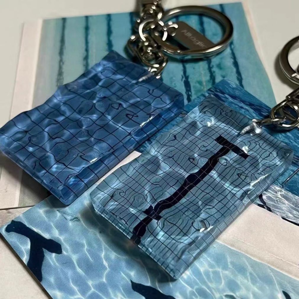 Creative Water Ripple Swimming Pool Keychain Acrylic Bag Pendant ...