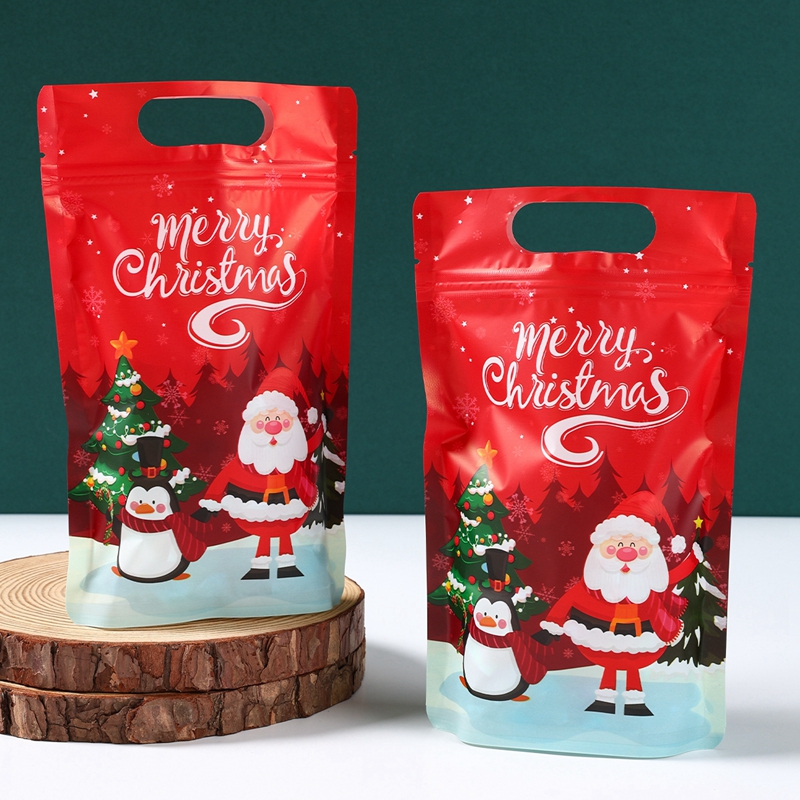 10/25PCS Resealable Christmas Plastic Gift Bag Snowman Gingerbread Man ...