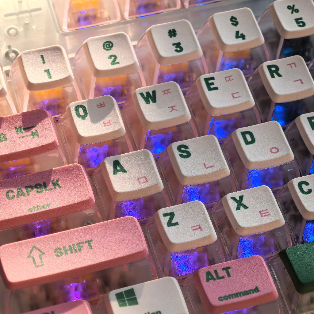 【Korean Keycaps】116 Keys Korean Keycap Pink Translucent Pudding Keycaps ...