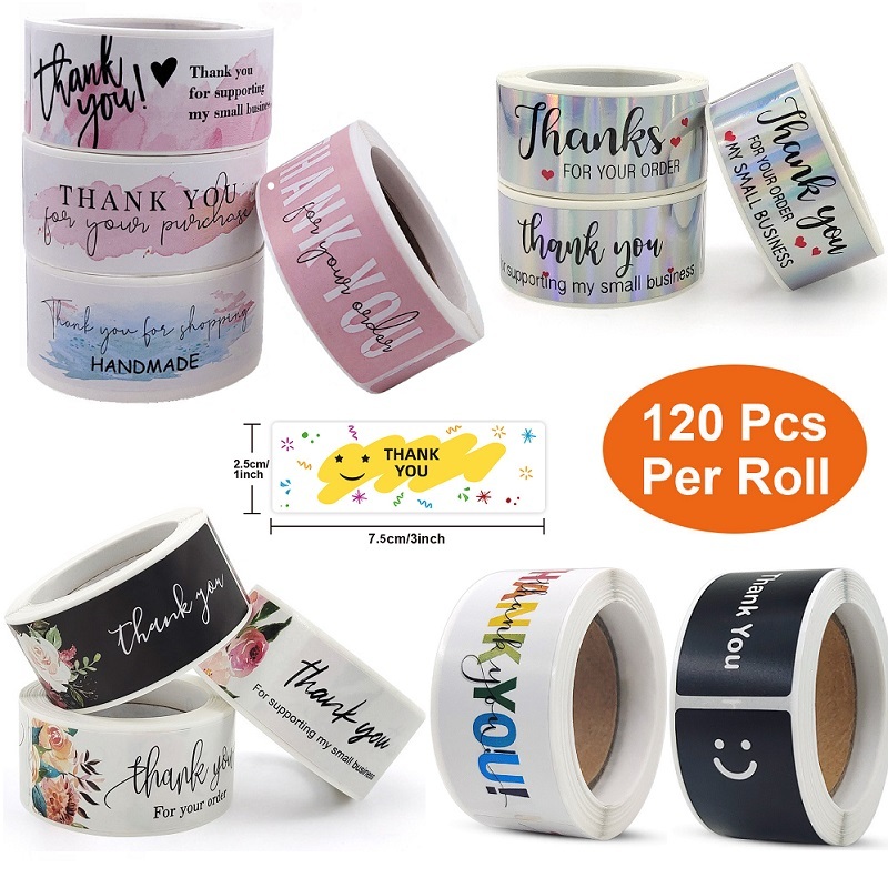 120pcs/Roll Pink Thank You For The Support Sticker For Small Business ...