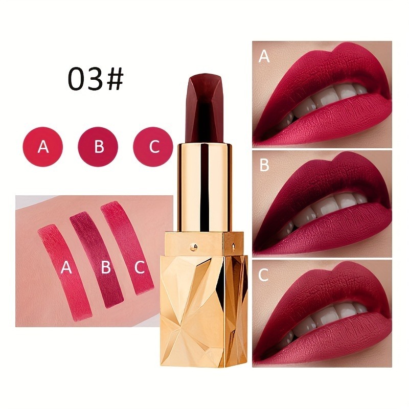 3 Colors In 1 Lipstick, Moisturizing Long-lasting Waterproof Matte ...