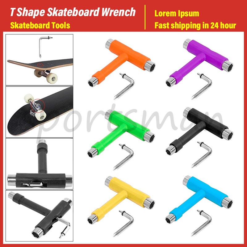 T Shape Wrench Skateboard Professional T Type Allen Key Black Longboard ...