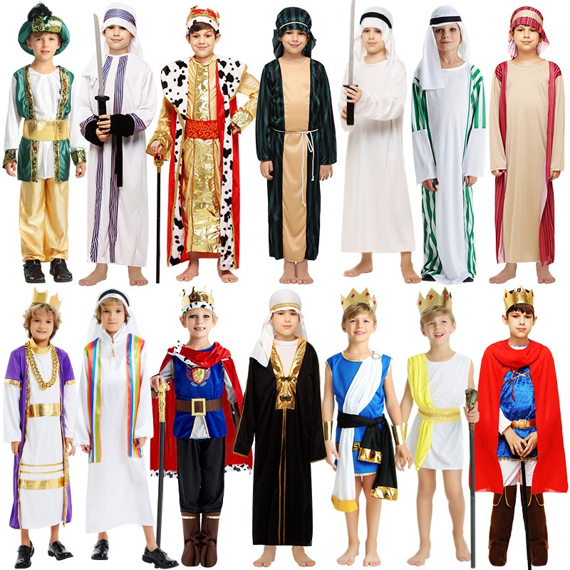 Kids Boys Girls Egypt Arab Merchant Prince Princess Robe Costume ...