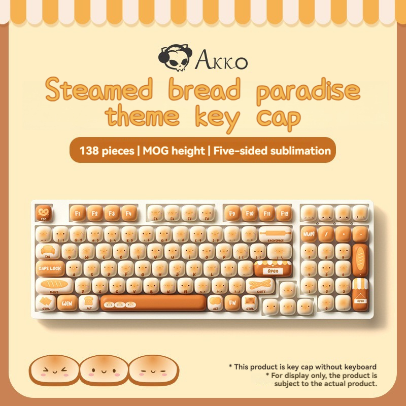 【In Stock】Magic Cute AKKO Steamed Bread Paradise Theme Key Cap Cute ...