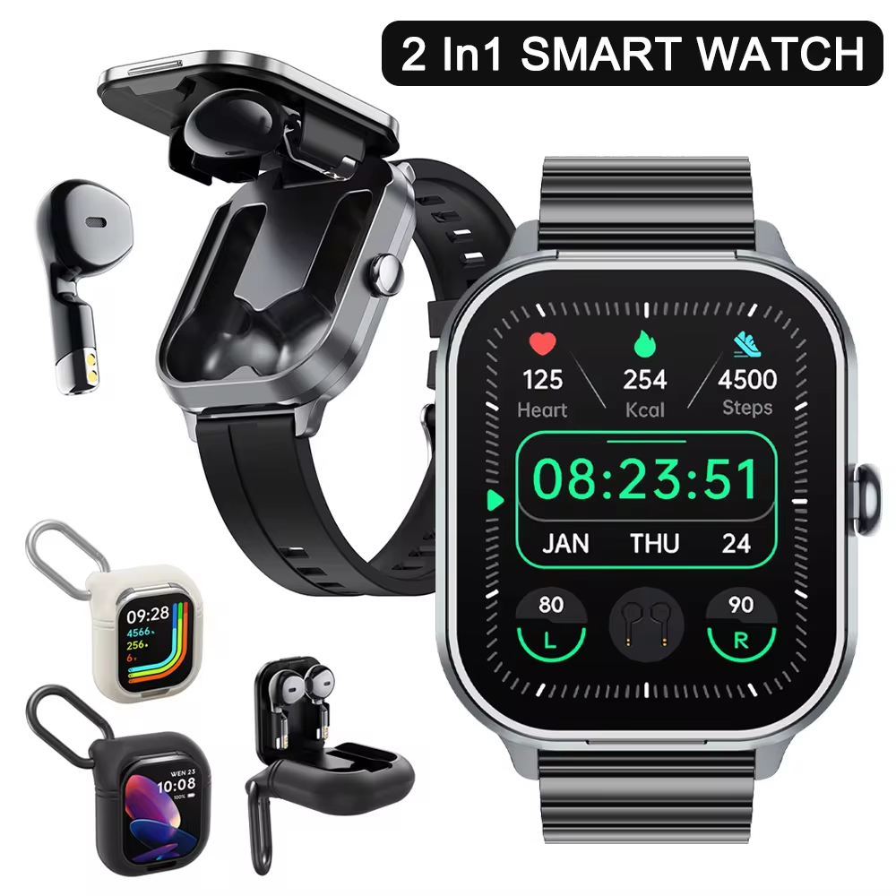 D8Pro Headset Smart Watch TWS 2 In 1 Wireless Bluetooth Headphones Blood Pressure Heart Rate ...