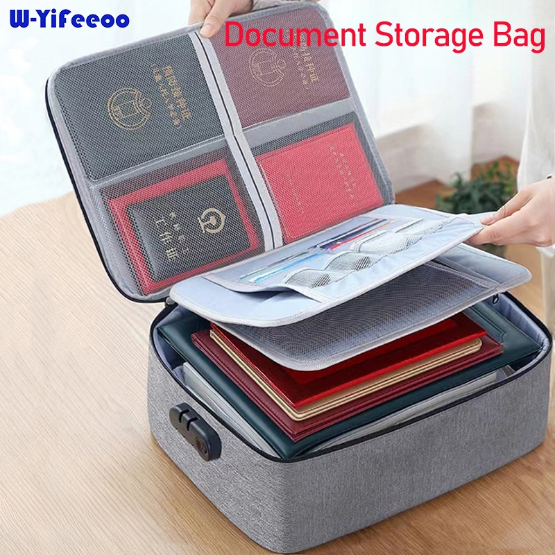 Waterproof Portable File Bag Storage Box with Combination Lock, Large ...