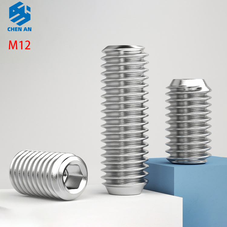 M12 Headless Set Screw Grub Screw Grub Metric 304 Stainless Steel DIN916 Skru Flat Small ...