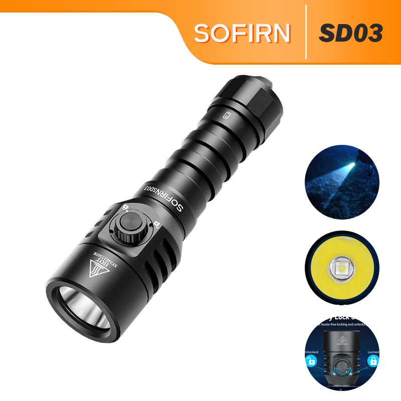 Sofirn SD03 Powerful Dive Light Max 1800 Lumen 100m Underwater for Submersible Safety Deep Sea ...
