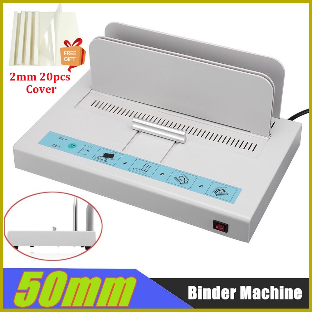 【Freebies 20pcs 2mm Cover】220V 50mm Hot Melt Binding Machine Automatic ...