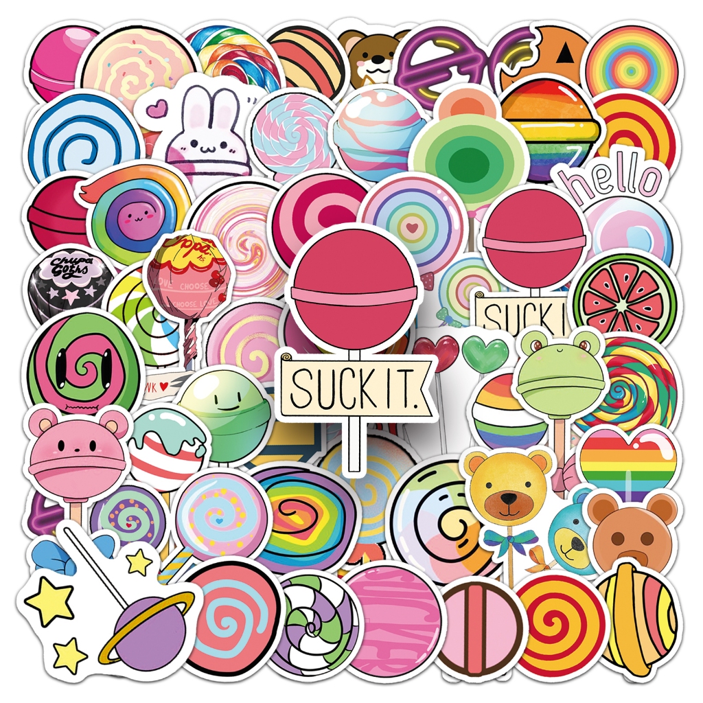 50 Piece Funny Candy Stickers Waterproof DIY For Phones Laptop Car ...