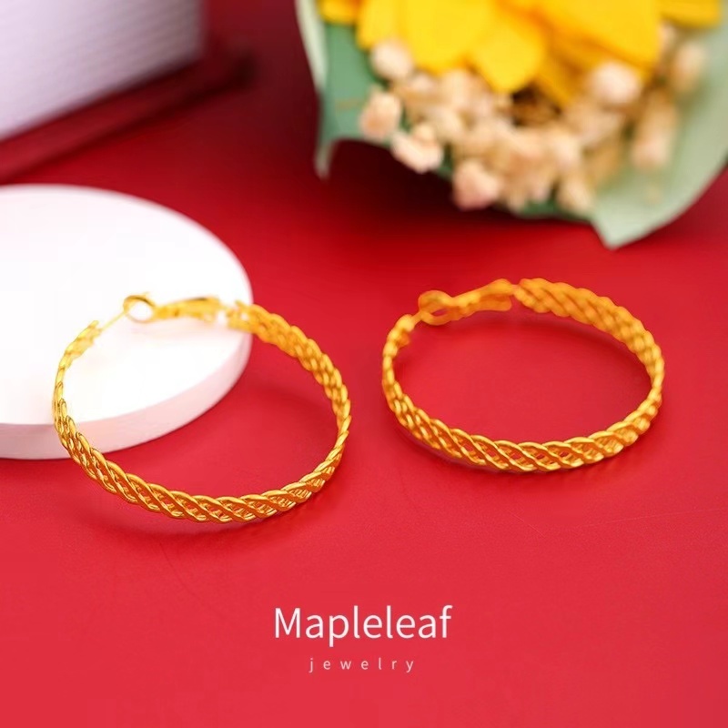 Original 18K Saudi gold pawnable Hollow Fried Dough Twists Woven Women ...