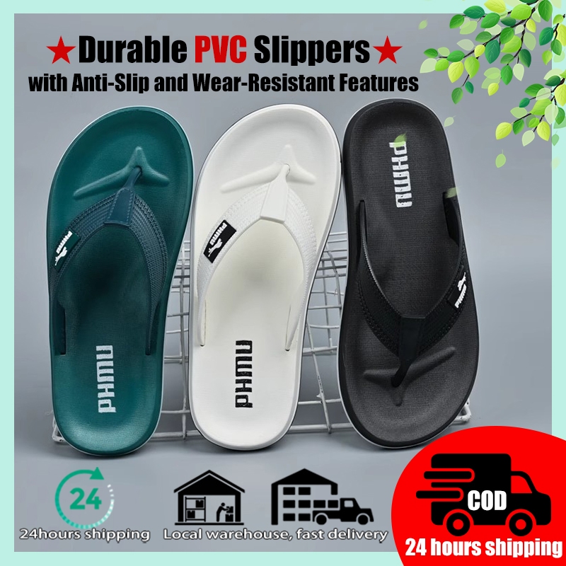 [PVC] Slippers Men's Slippers Beach Slippers Anti-slip Wear-resistant ...