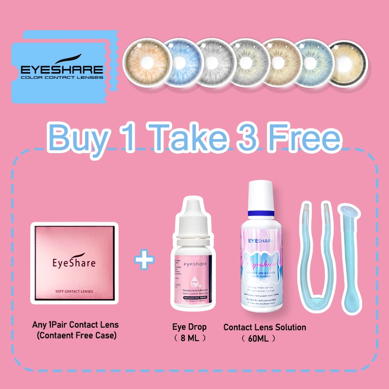 (Buy 1 Get 3 gifts)Eyeshare 1 Pair Colorful Contact Lens Complete Set ...