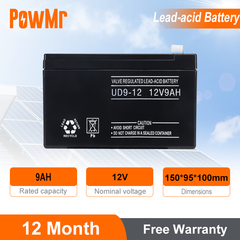 PowMr 12V 9AH Lead-Acid Battery Dry Battery Uninterruptible Power ...