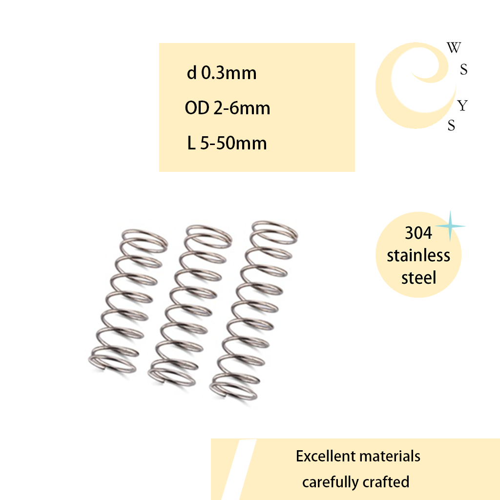 [WSYS] Sus304 Stainless Steel Cushioning Spring (d0.3mm OD2-6mm L100 ...