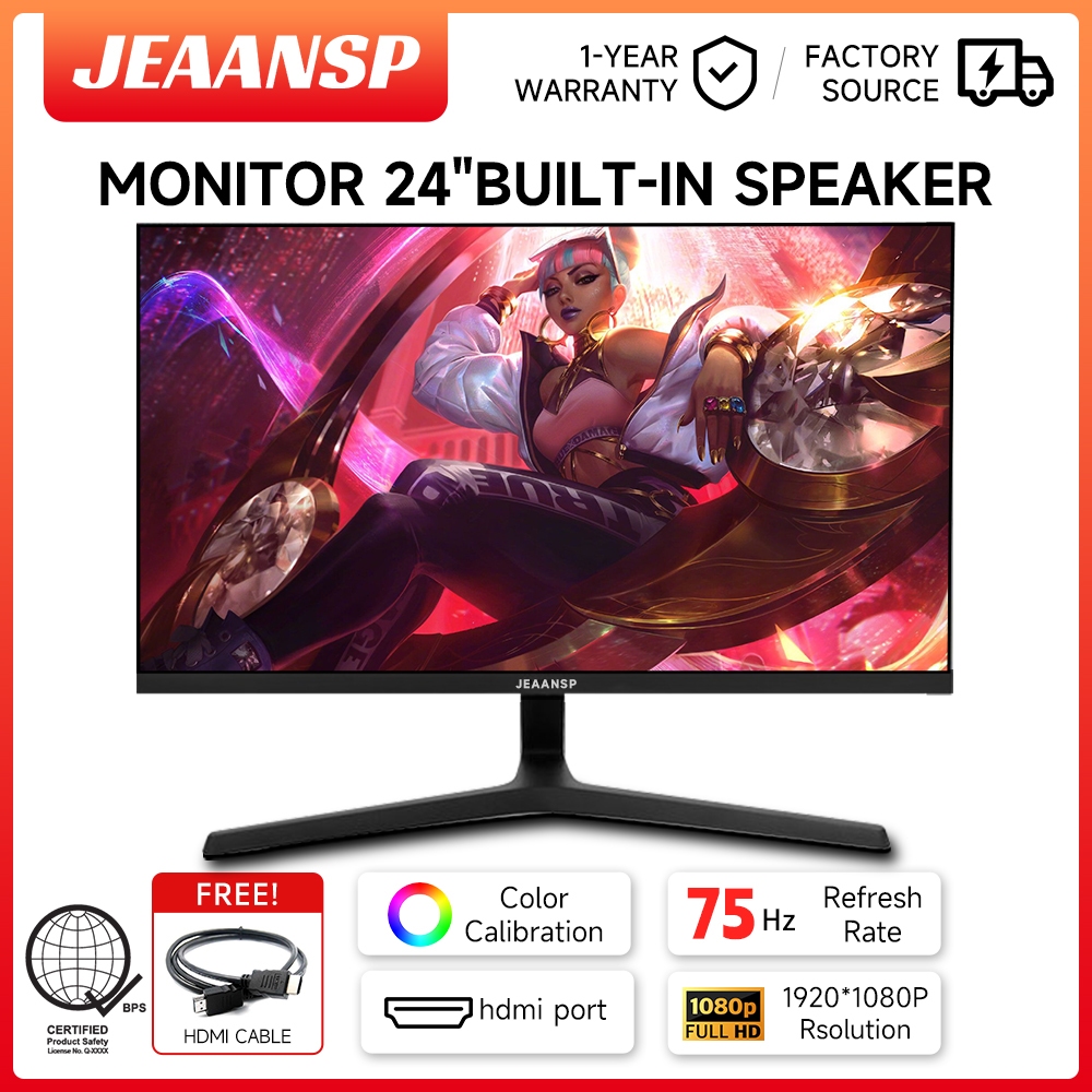 JEAANSP Planar Borderless PC Monitor 24" 25 inch 75HZ 1080P Computer ...