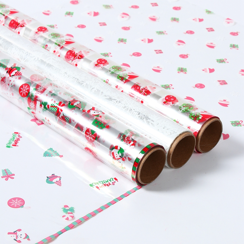 10m*40cm Christmas Cellophane Gift Wrap Roll Snowflake Santa Pattern ...