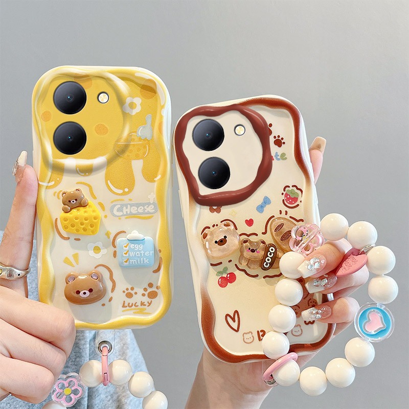 3D Cream glue Cute Case for Vivo Y03 Y02 Y02t Y20a Y18 Y17s Y27 Y27s ...