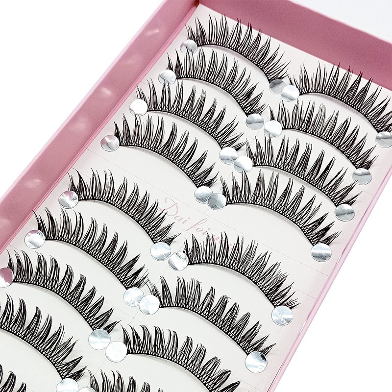 10 Pairs Handmade Natural False Eyelashes Wispy Crisscross Soft Fake ...