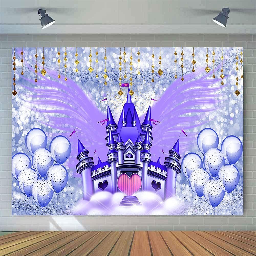 7x5ft Purple Castle Photography Backdrop Silver Sparkling Crystal ...