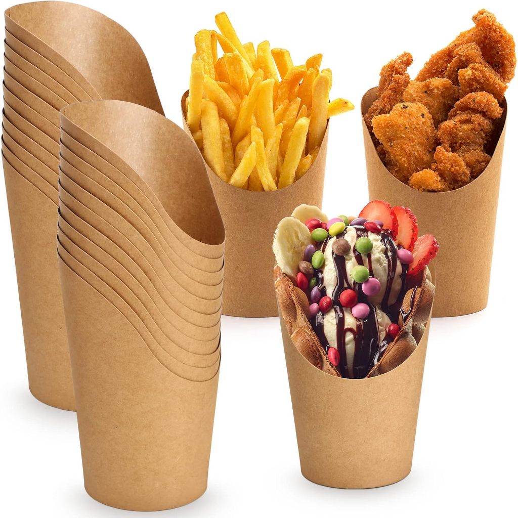 French Fry Holder Disposable Black/Brown French Fries Take Out Cups ...