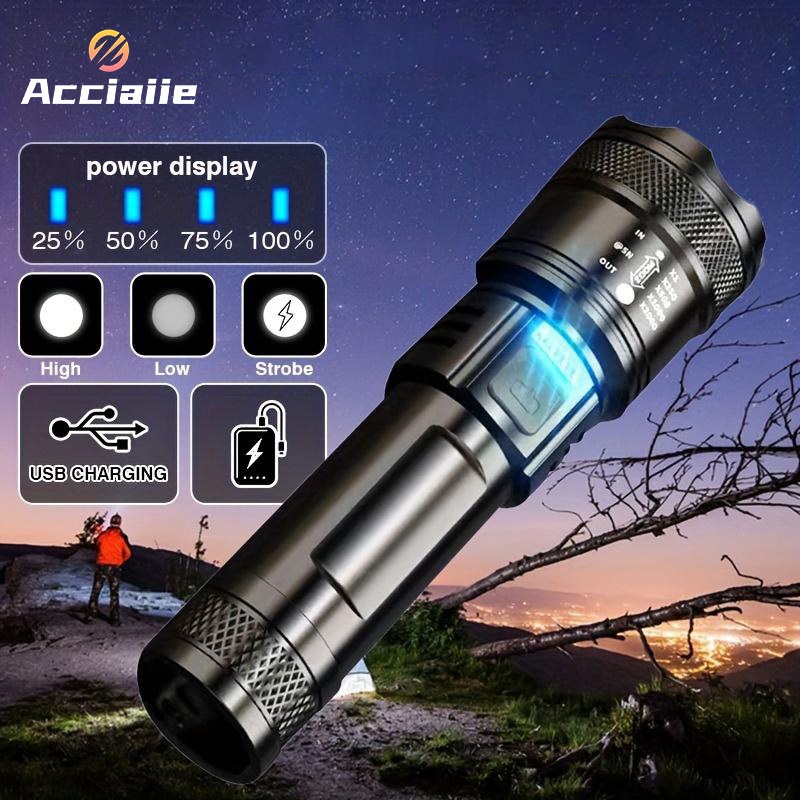 Acciaiie Super Bright Zoom LED Flashlight Rechargeabl Waterproof ...