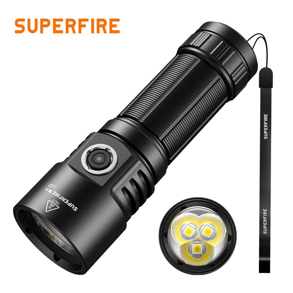 SUPERFIRE L22 60W LED Flashlight Ultra Bright 5000 Lumen Torch Power Bank Function Rechargeable ...