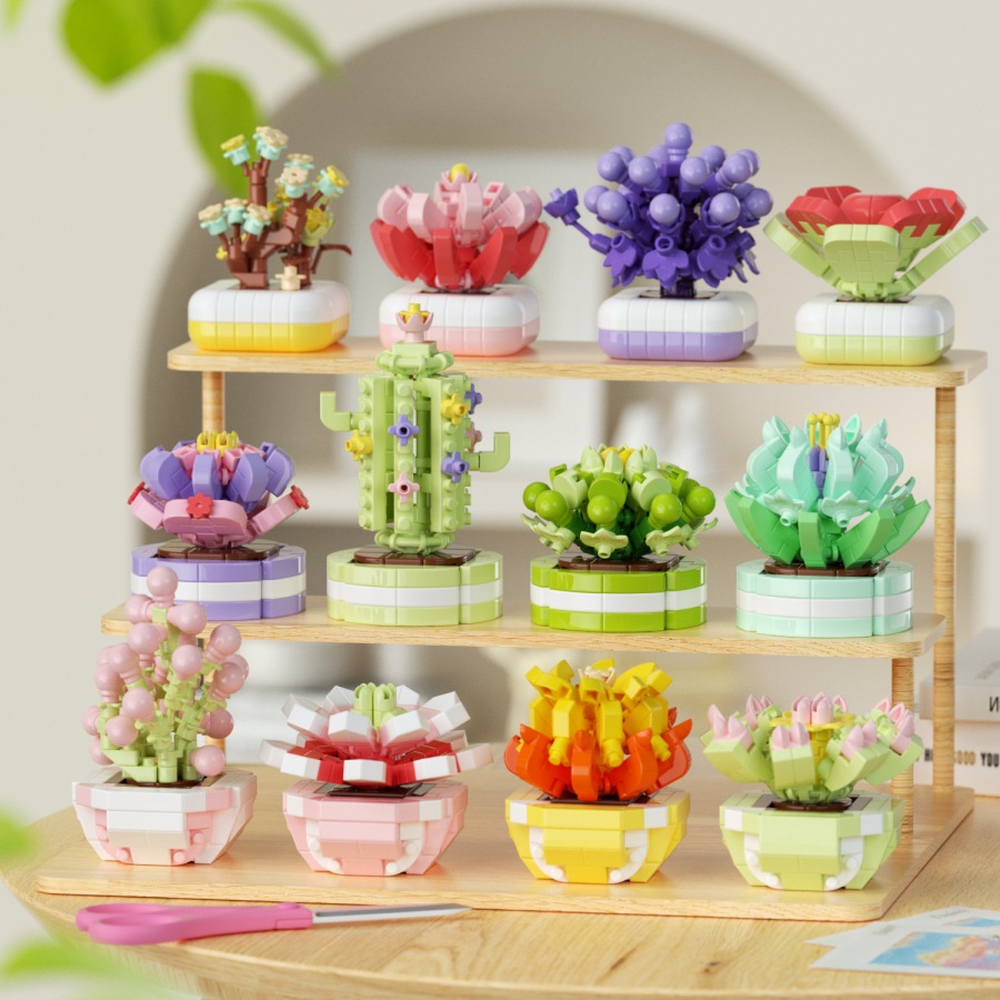 Succulent Potted Plant Building Block Bricks Toy Assembly Particle ...