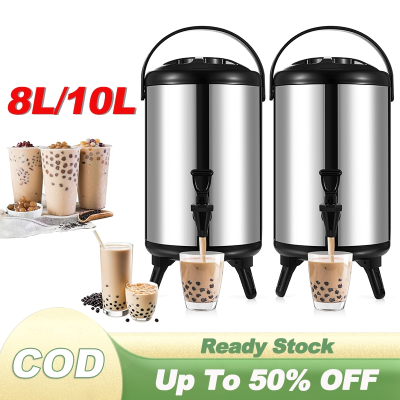 8L/10L Milk Tea Bucket Milk Tea Barrel Water Juice Coffee Stainless ...