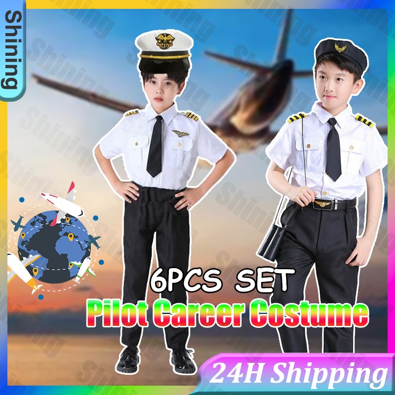 Pilot Career Costume For Kids Boy Cosplay Uniforms Captain Clothes ...