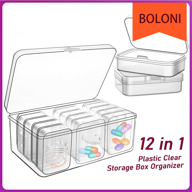 Clear Storage Box Organizer 12 in 1 Storage Containers Mini Box Organi ...