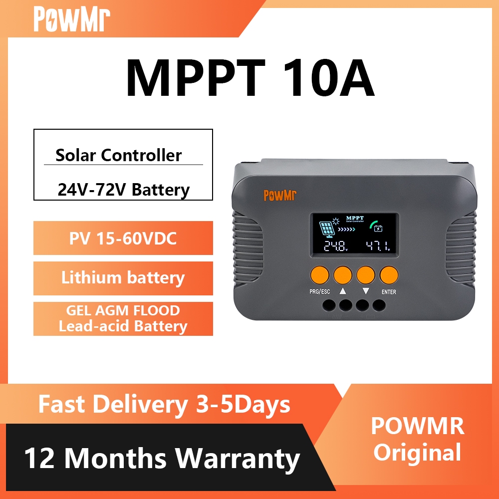 PowMr 10A 24/36/48/60/72V Boost MPPT Controller Overcharge Short ...