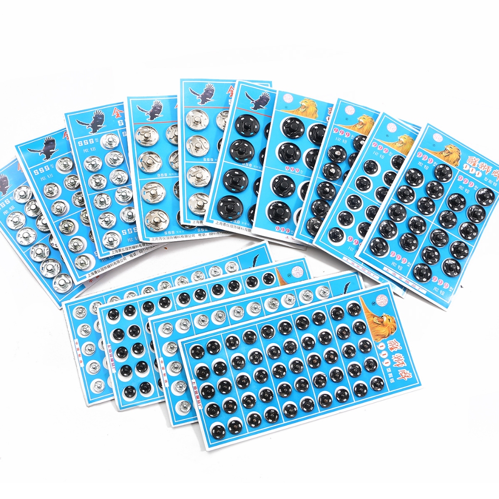 8/10/12/14/16/18/20mm Snap Buttons Black Silver Metal Fasteners Press ...