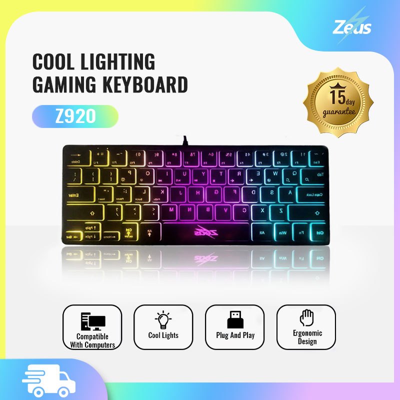 Zeus Z-920 RGB Gaming Keyboard - 64 Keys Keypad / Keyboard Multi Color ...