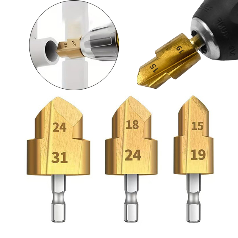 New Hexagonal Handle PPR Lift The Mouth Stepped Drill 20/25/32 Water Pipe Reaming Drill Bit PVC ...