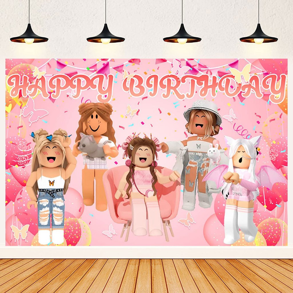 Pink Roblox Backdrop Photography Girls Baby Shower Kids Birthday ...