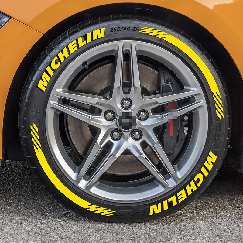 4pcs Yellow MICHELIN + Striped Car Tire Stickers Motorcycle Tyre ...
