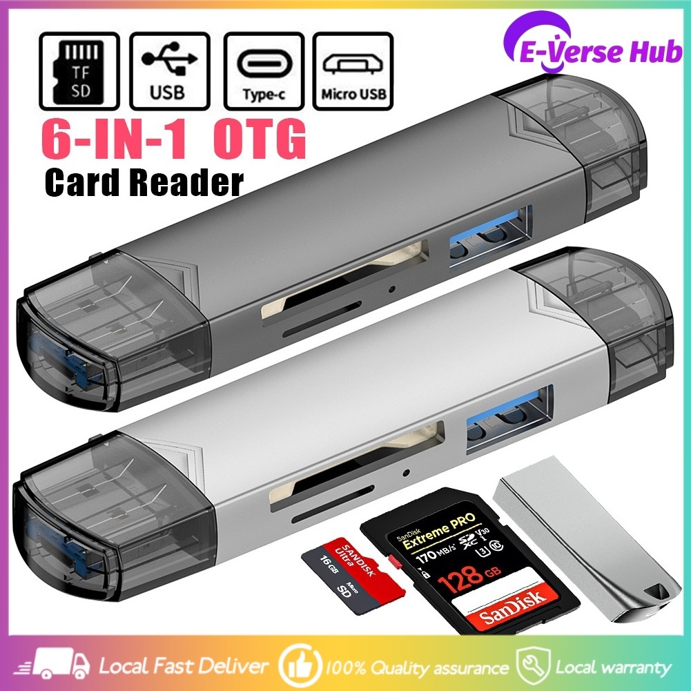 6 in 1 Otg Type C Card Reader USB 3.0 Micro Sd Mini Adapter TF USB ...