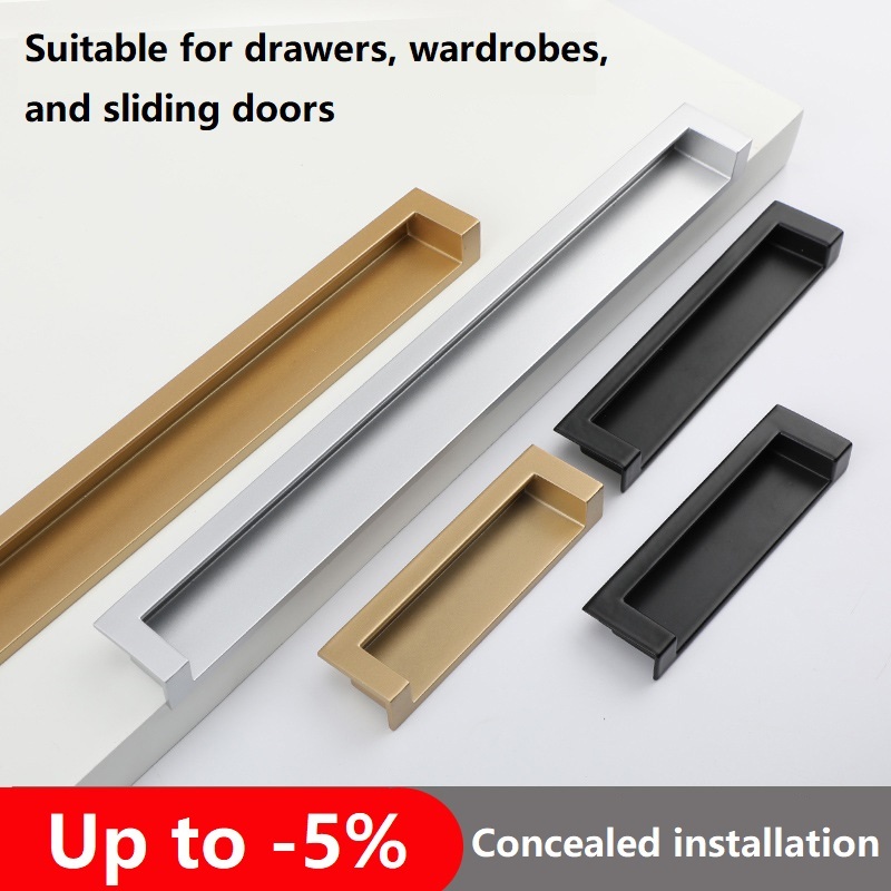 Black Embedded Concealed Handle Gold Silver Drawer Handle Green Bronze ...