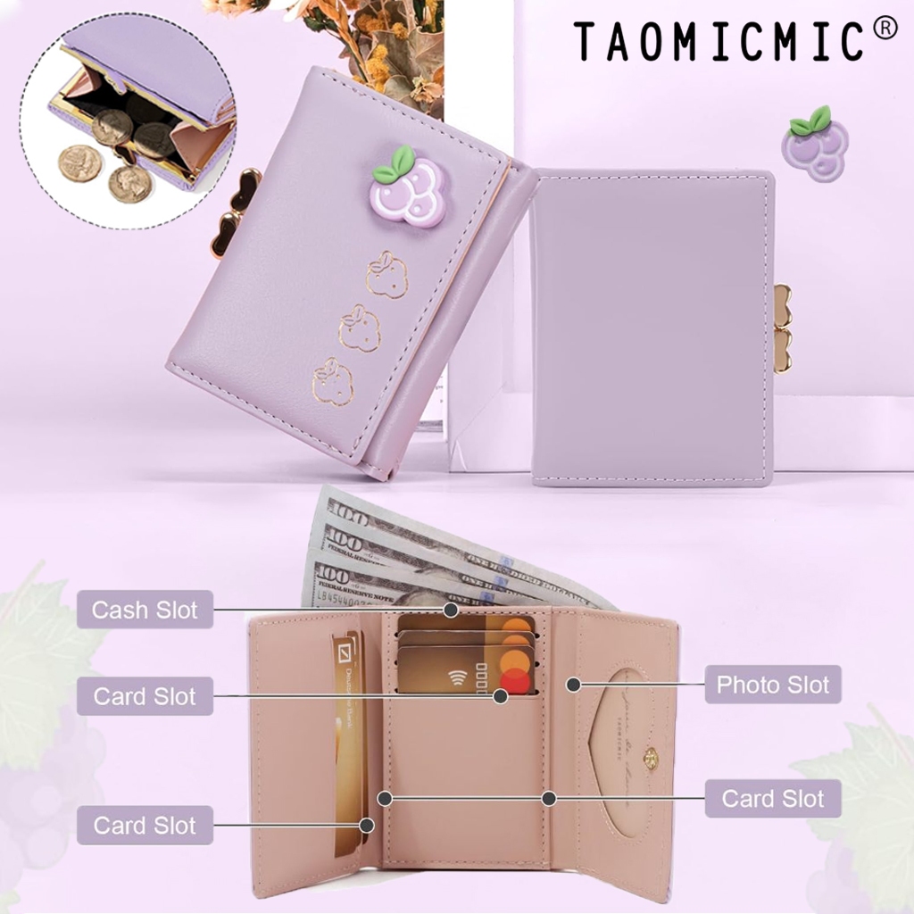 TAOMICMIC fashion PU leather cute folding female multi card purse ...
