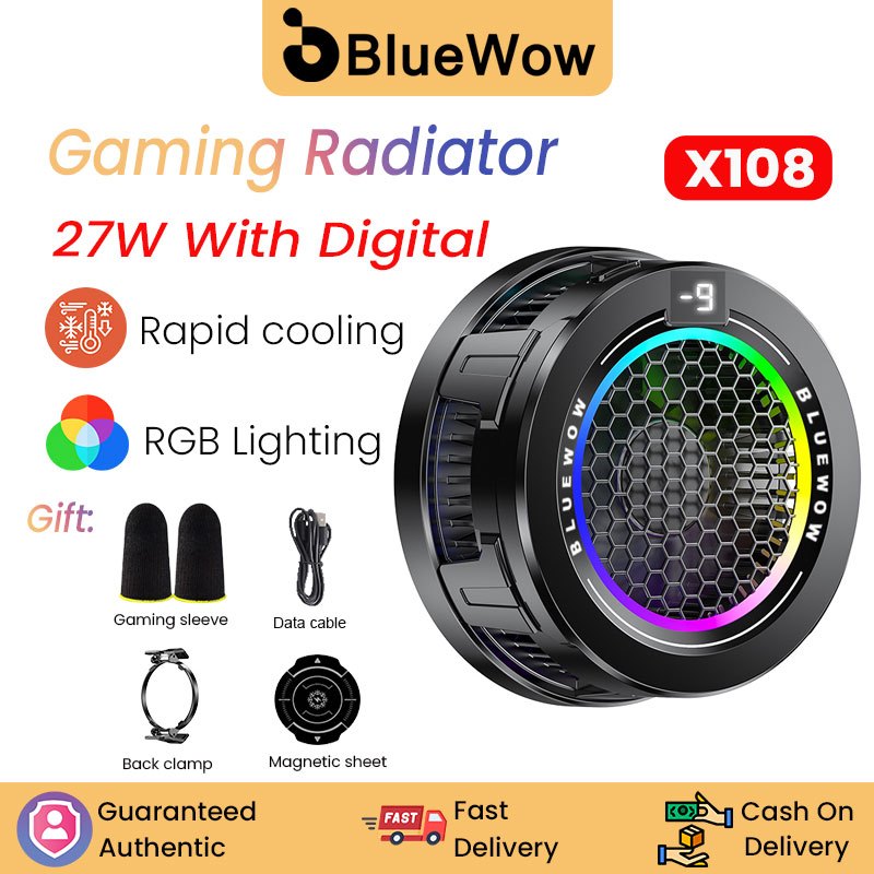 BlueWow X108/X109 27W Semiconductor Phone Radiator Cooling Radiator Turbo Hurricane Game Cooler ...