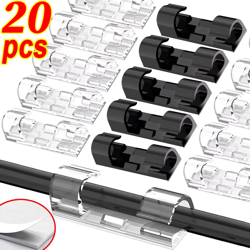 20Pcs Self-Adhesive Desktop Tidy Cable Management Clips/Cable Charger ...